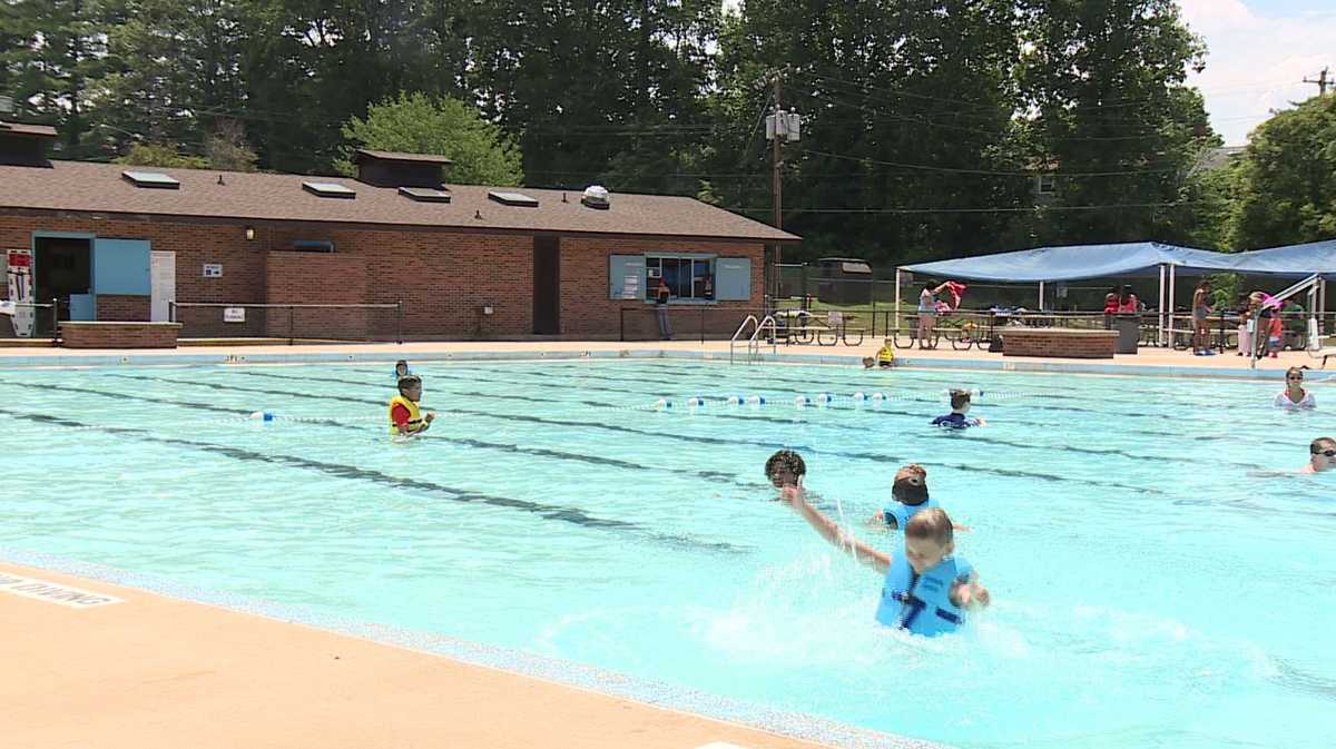 Folks beating the heat at the pool in Winston-Salem