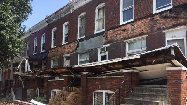 Video captures porch roof collapse in Baltimore