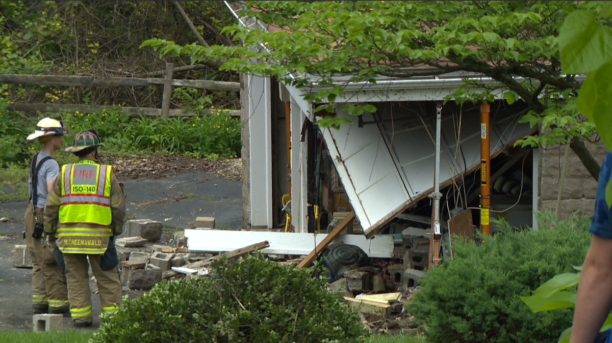 Runaway truck damages garage in Port Vue