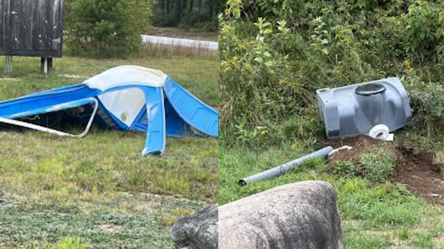 York County Deputies say Porta Potty destroyed by people on ATVs