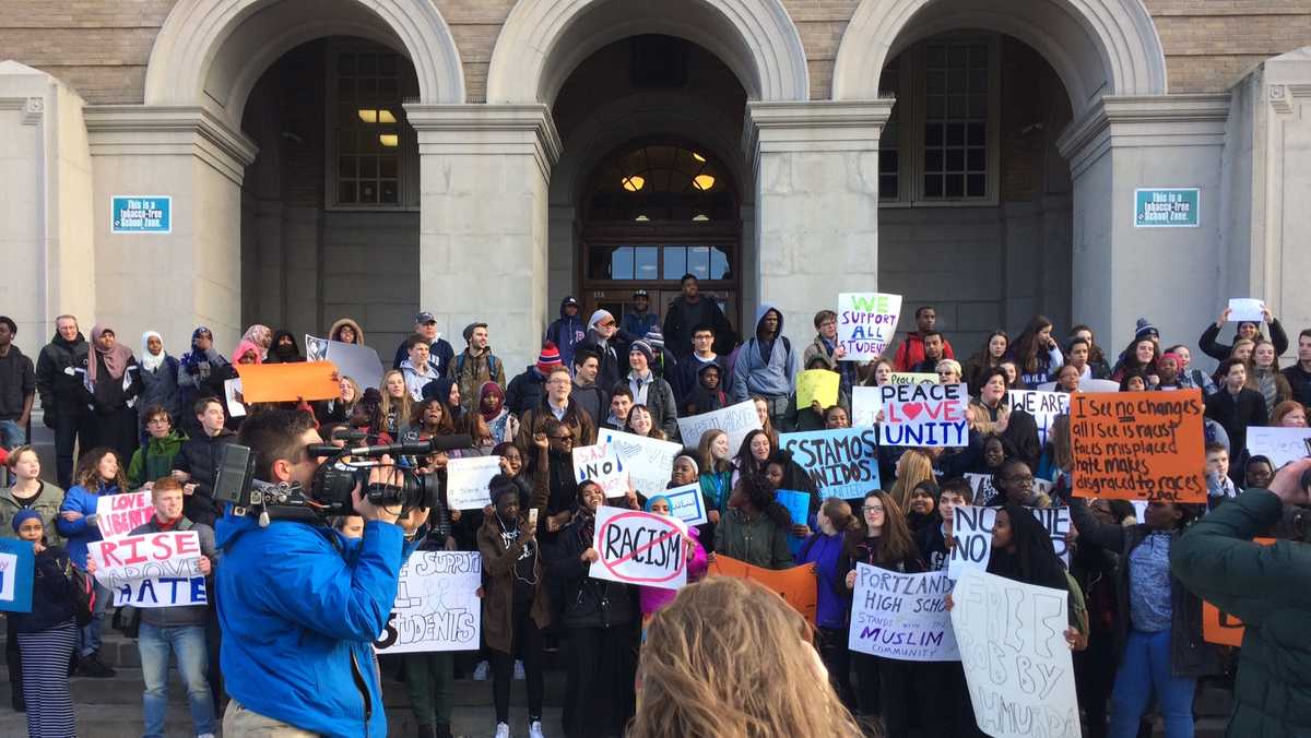Portland students stand in solidarity in response to alleged hate crime