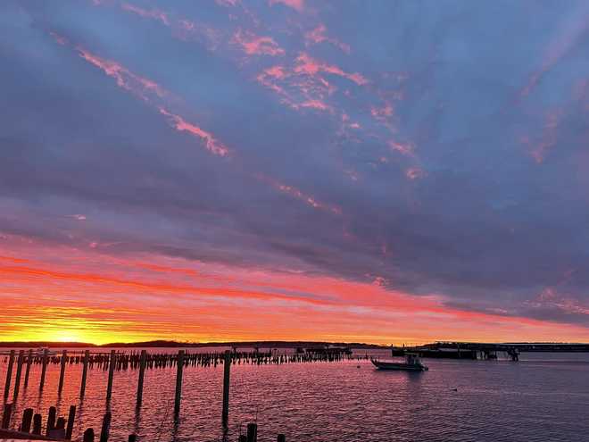 What a beautiful morning! Sunrise, rainbows dazzle Maine