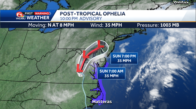 Tropical Storm Ophelia makes landfall near Emerald Isle, NC