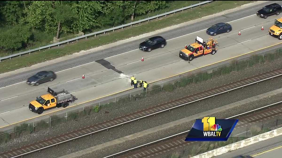 Buckled concrete on northbound I-795 backs up traffic onto Beltway