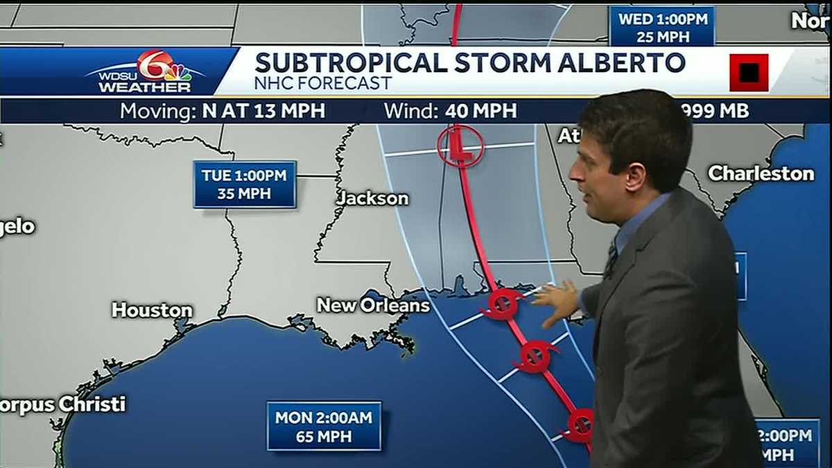 Track of Alberto continues to shift east