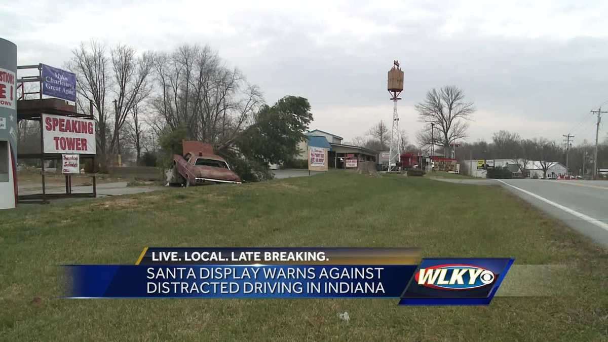 Santa display warns against distracted driving in Indiana
