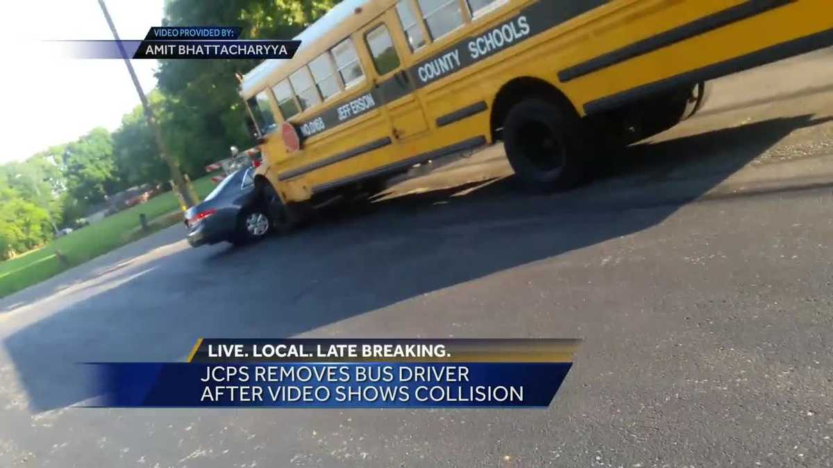 JCPS removes bus driver after video surfaces of collision with car