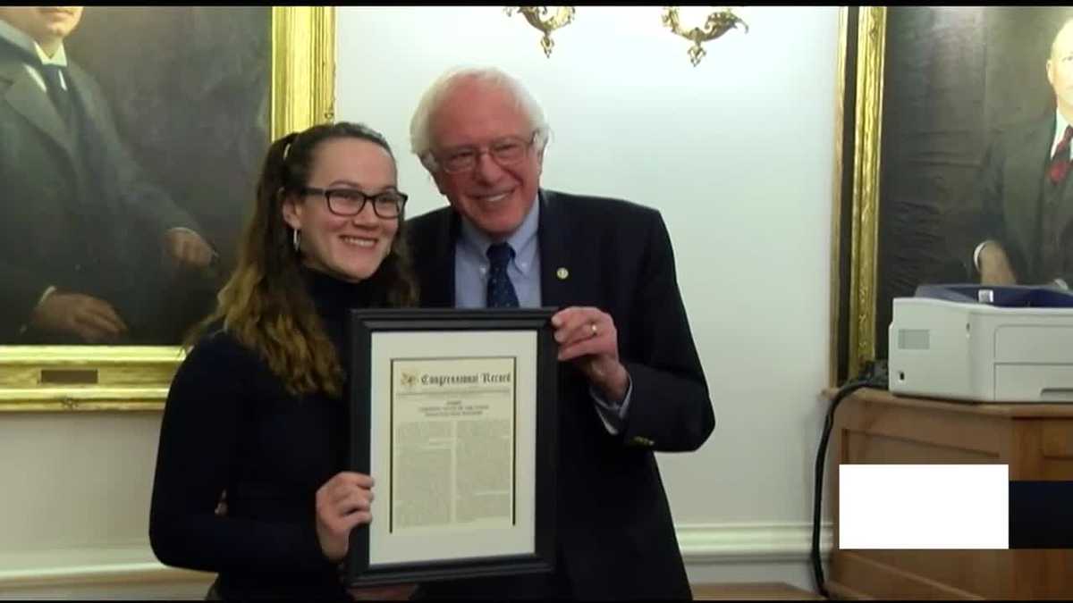 Sen. Bernie Sanders gives high school students the microphone