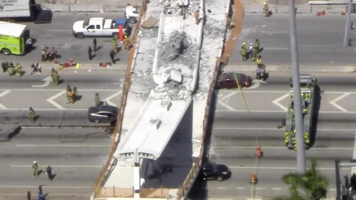 Pedestrian bridge collapses near Florida International University