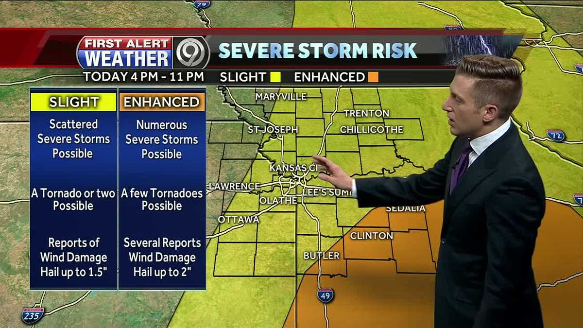 Enhanced risk of severe weather for KC tonight including tornadoes