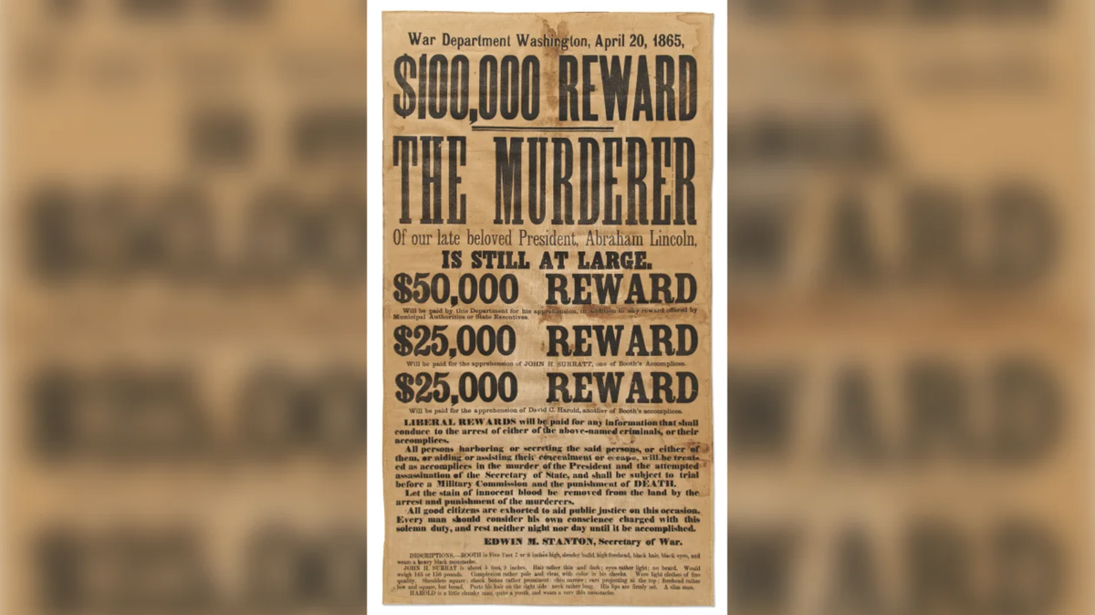 A rare ‘wanted’ poster for John Wilkes Booth after he assassinated ...