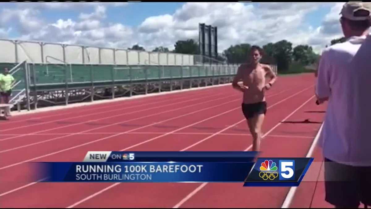 Vermont man sets world record for barefoot running