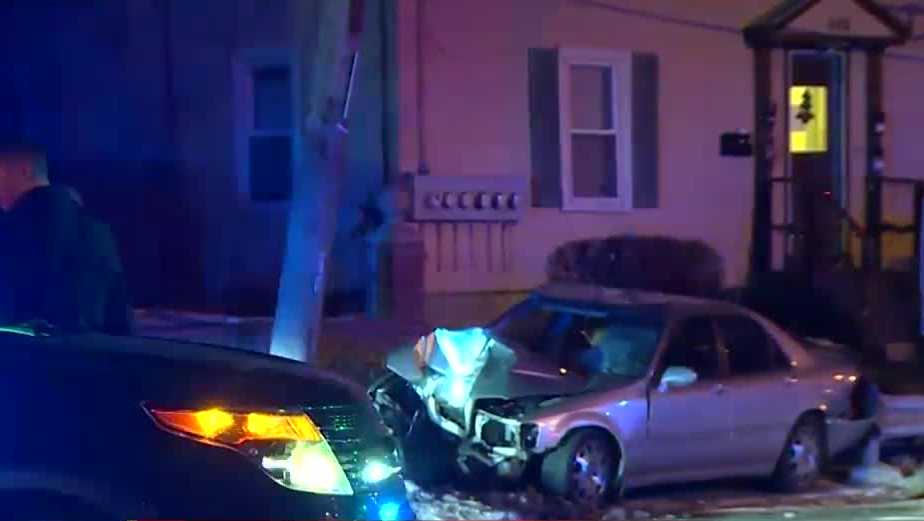 2 Seriously Injured When Car Slams Into Utility Pole