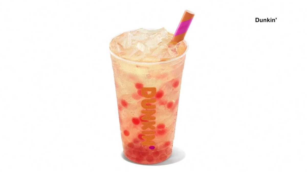 Strawberry-flavored popping bubbles available at Dunkin'