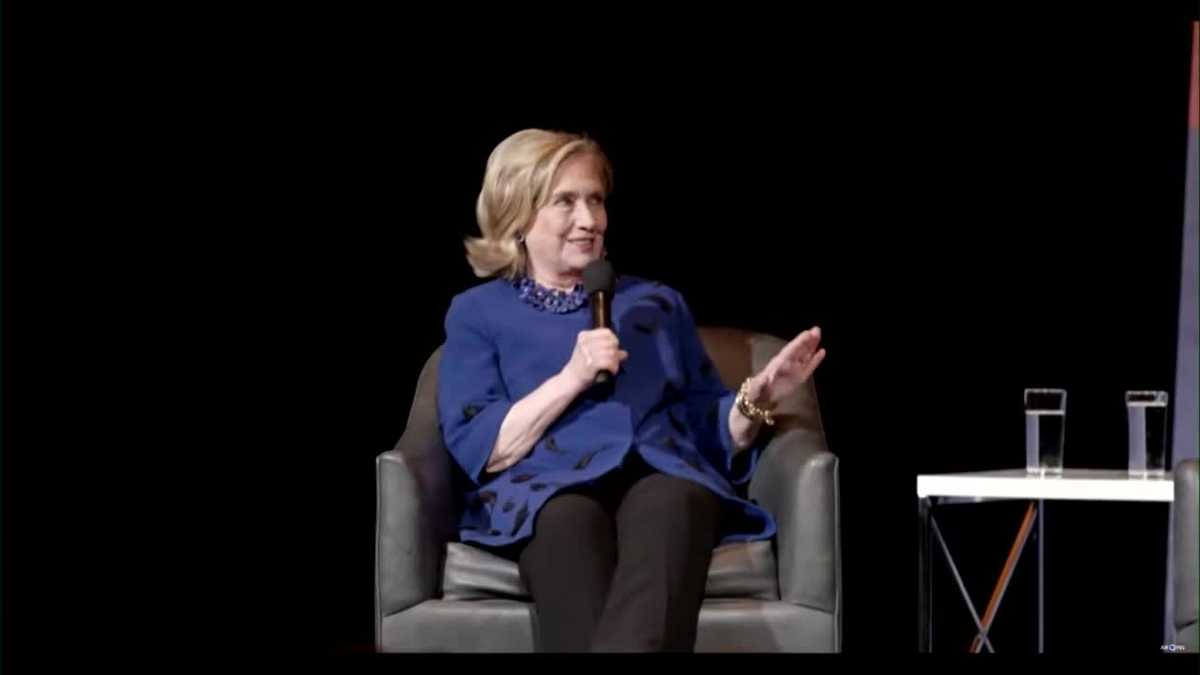 Hillary Clinton speaks at Crystal Bridges in Arkansas