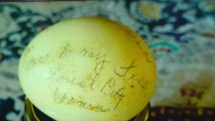 Iowa woman reunited with egg she autographed 72 years ago