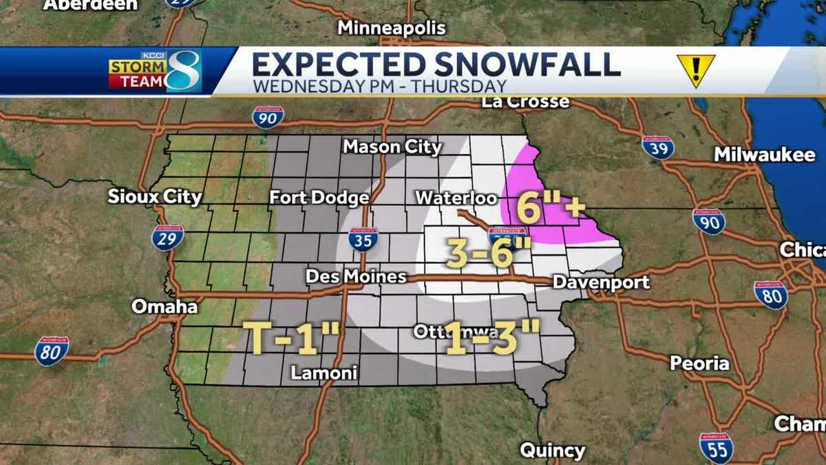 Iowa expecting snow Thursday. Winter storm watch to be posted