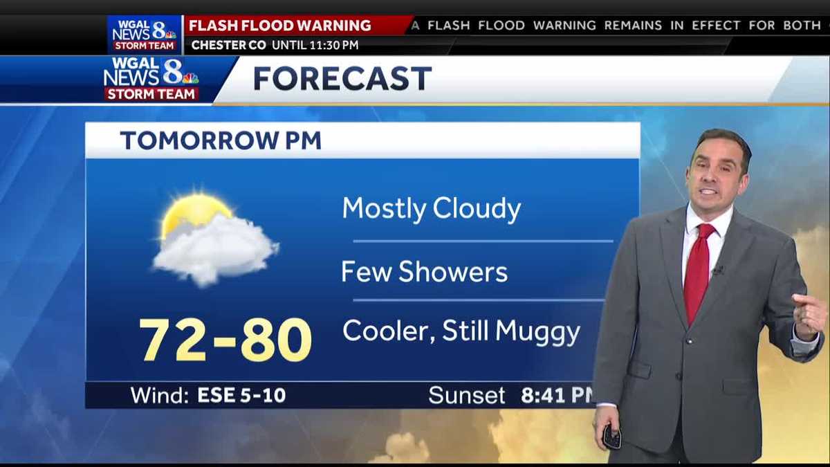 Shower Chances Taper Overnight, Cooler, Still Muggy Friday