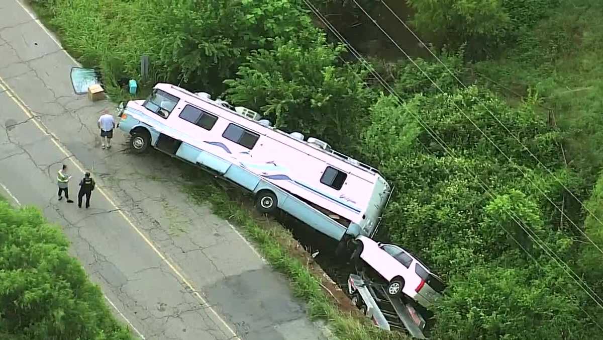 Person taken to hospital after RV crashes off road in OKC