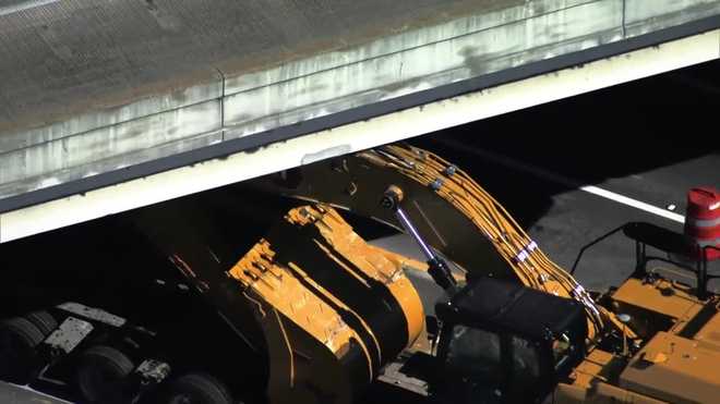 Traffic halts in Wildwood after semi hits bridge