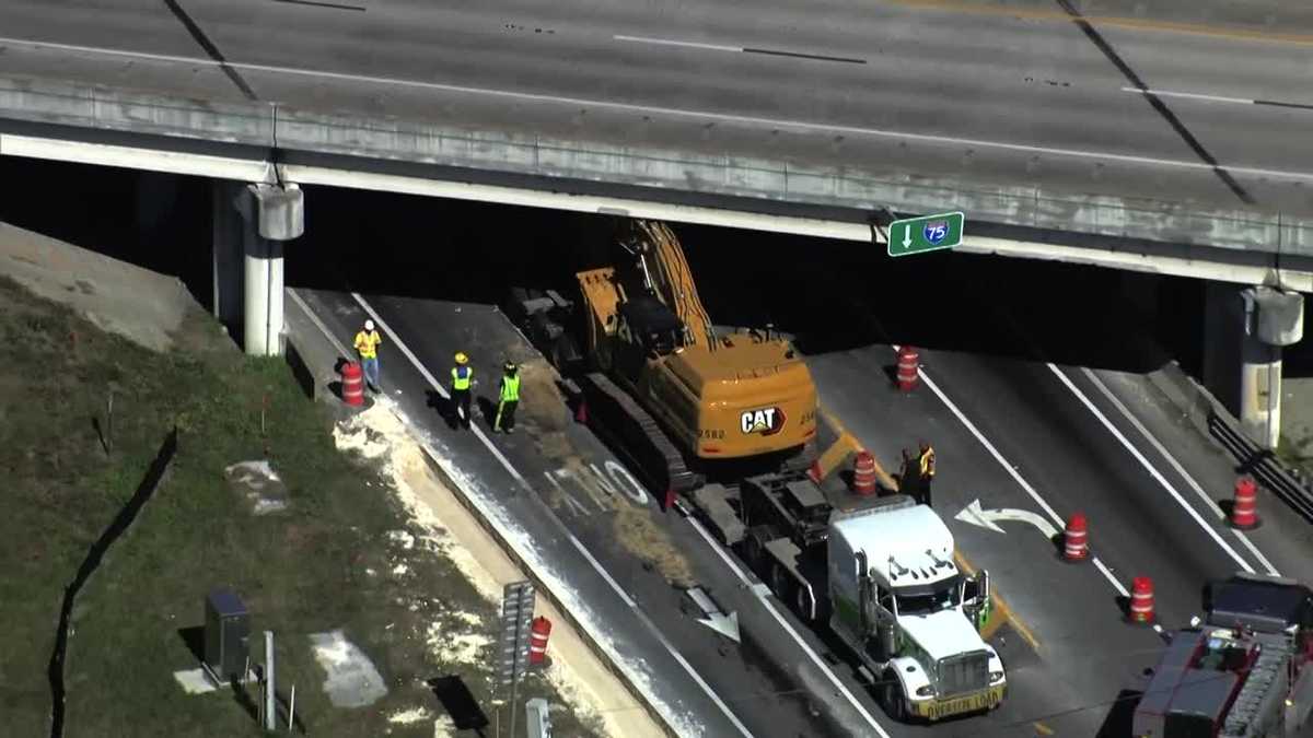 Traffic halts in Wildwood after semi hits bridge