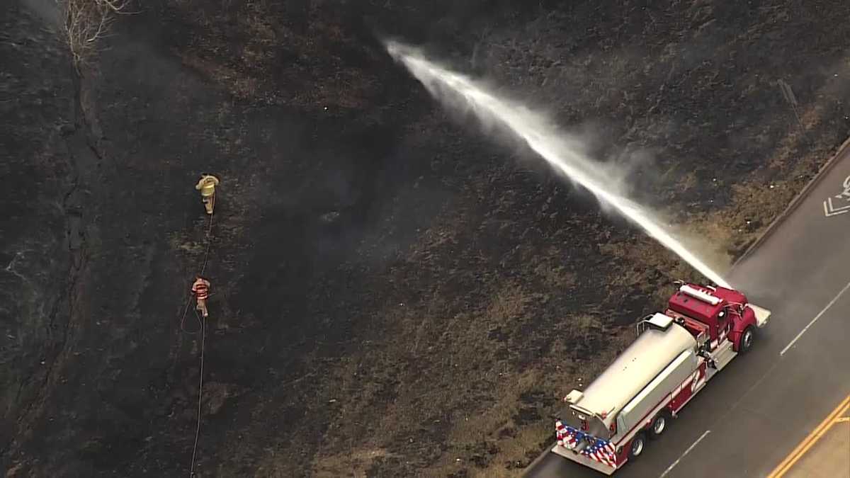 Sky 5 shows crews battling multiple grass fires in OKC metro