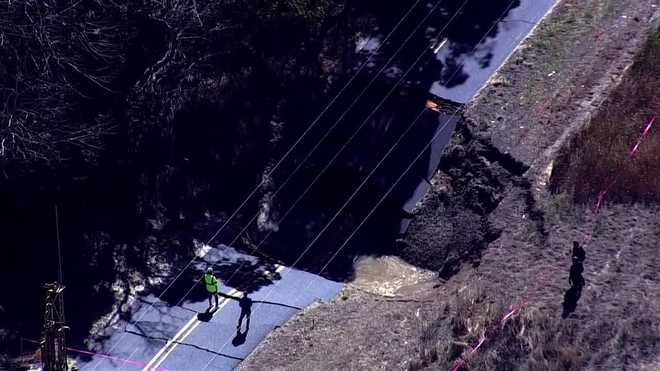 Depression causes road closure in Lake County