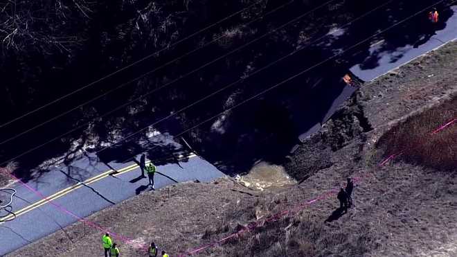 Depression causes road closure in Lake County