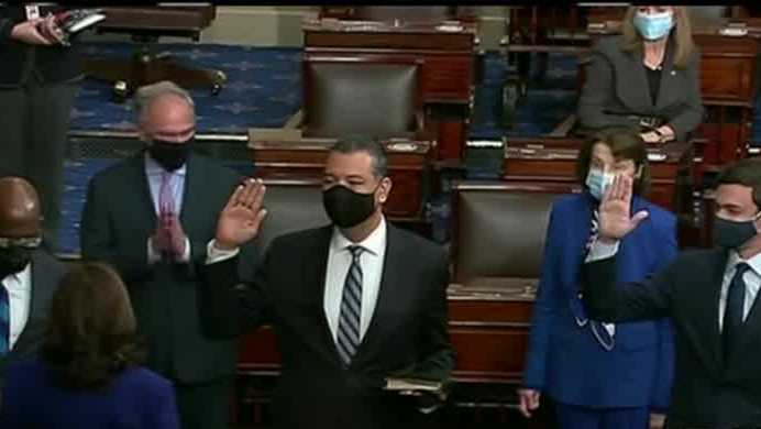 'I’m so honored’: Alex Padilla sworn in as first Latino senator in ...