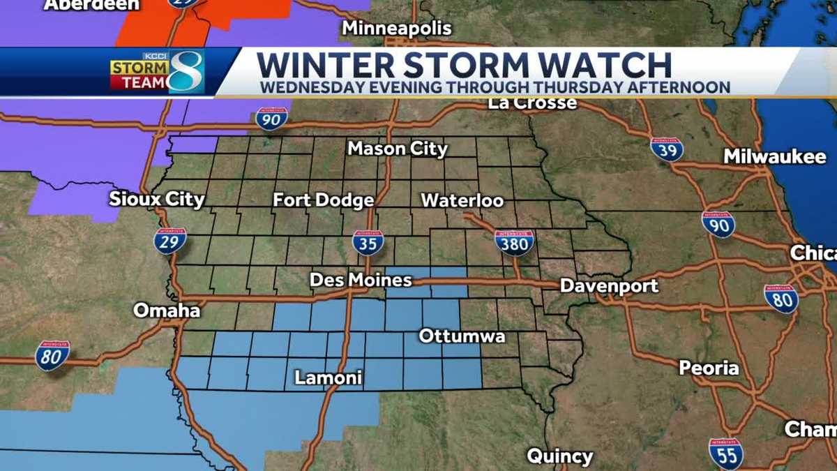 Winter storm watch in effect starting Wednesday