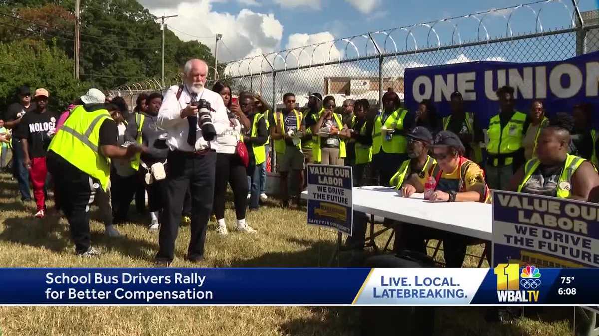 Howard County school bus drivers, staff rally for livable wages
