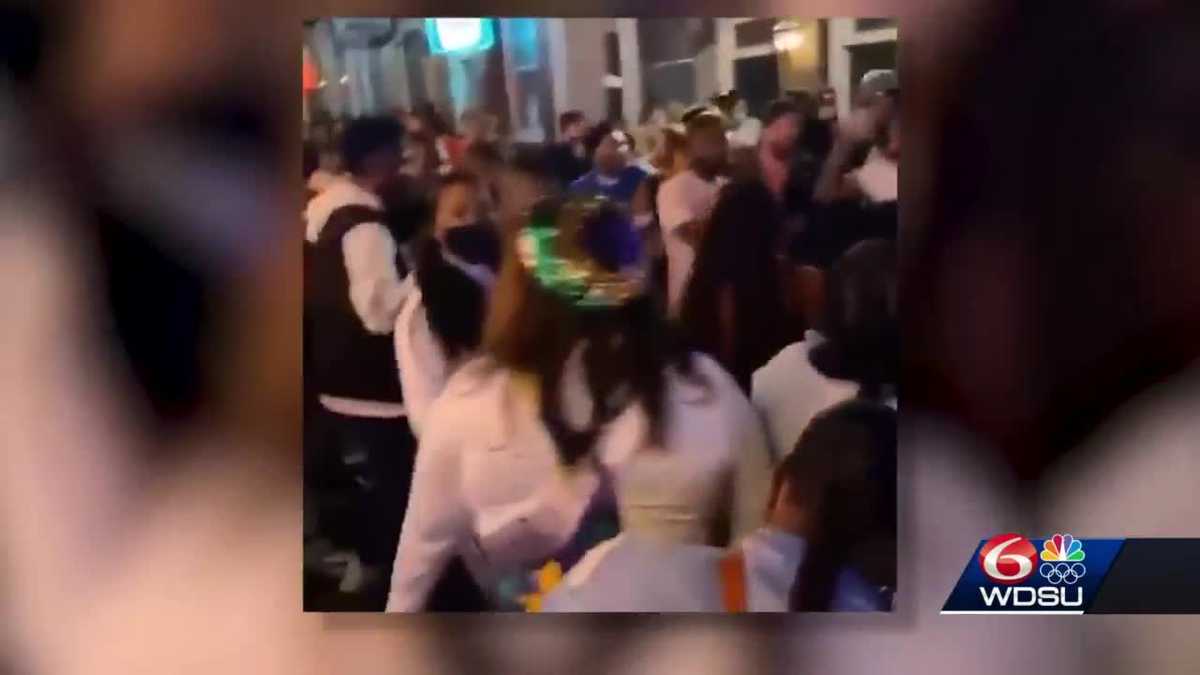 Video: Late night crowd parties on Bourbon Street