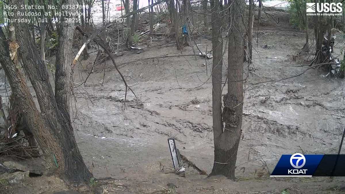 Rio Ruidoso surges with burn scar floodwaters