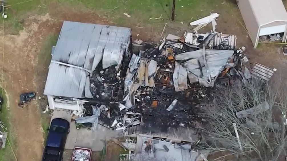 Drone footage shows Alabama home explosion