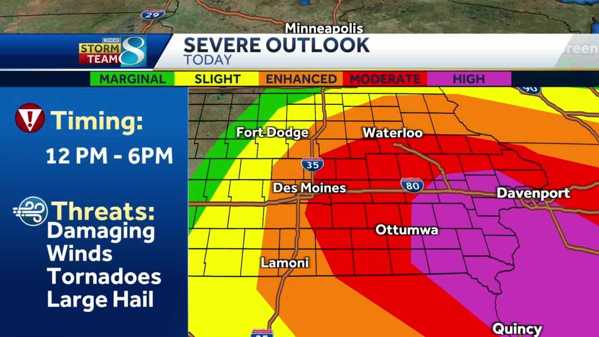 Damaging winds, tornadoes possible in central Iowa Friday