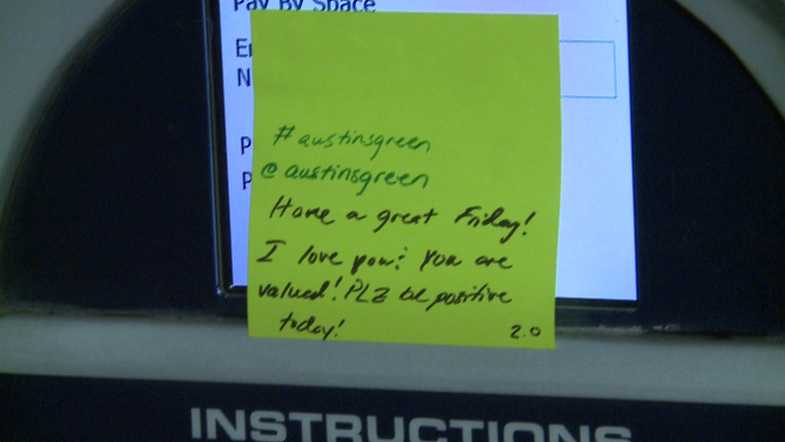 Man leaves Post-it notes with inspiring messages across city