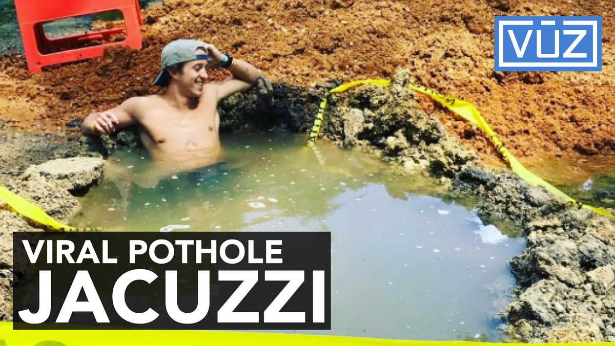 Mississippi man takes dip in pothole like it was a jacuzzi
