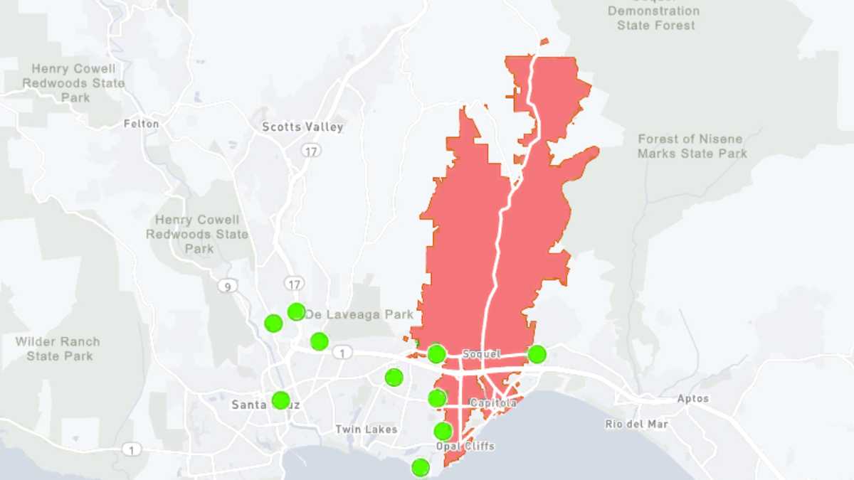 Massive power outages affecting the Santa Cruz County