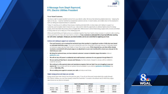 PPL president's letter to customers addresses billing issues, rate ...