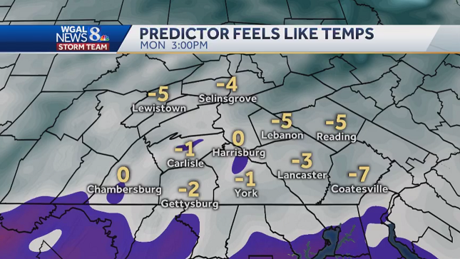 Central Pennsylvania weather: Wind chills stay below zero this afternoon