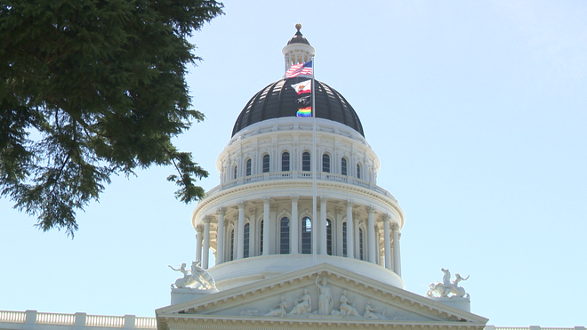 Pride Flag flies on main flagpole of California Capitol