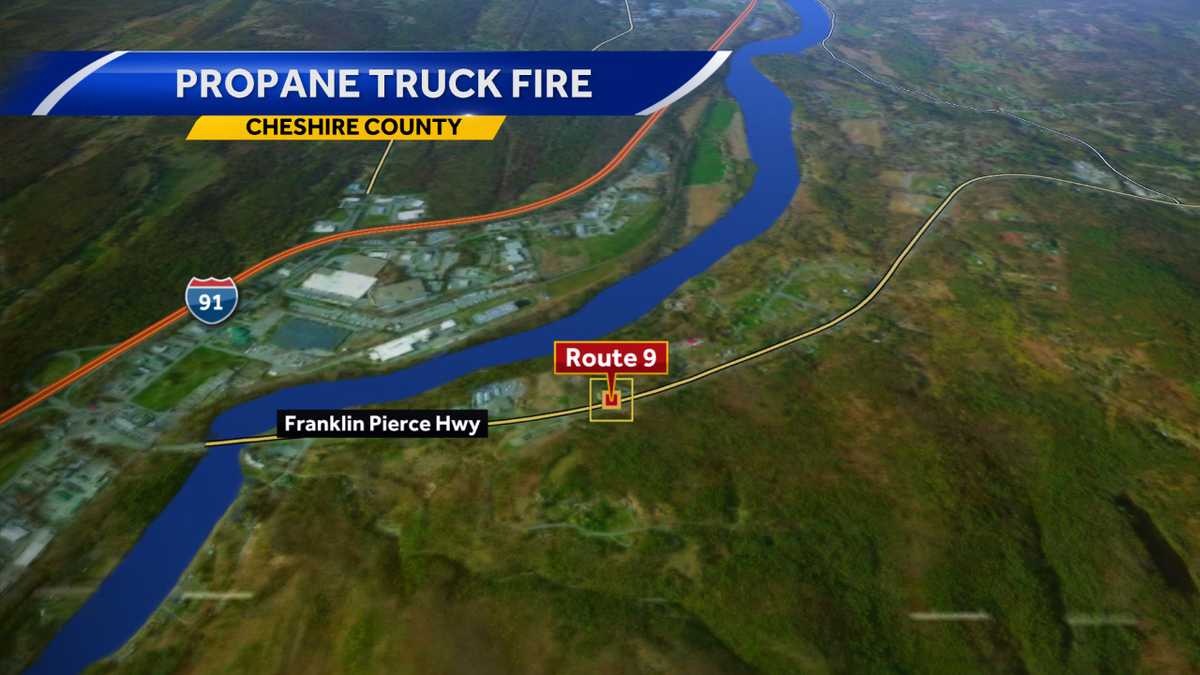 Road closed for hours as crews battle propane truck fire