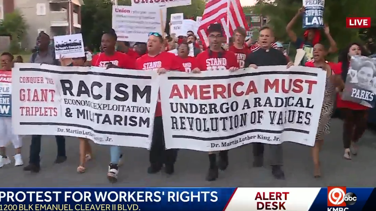 Missouri Poor People's Campaign protesting for workers’ rights in ...