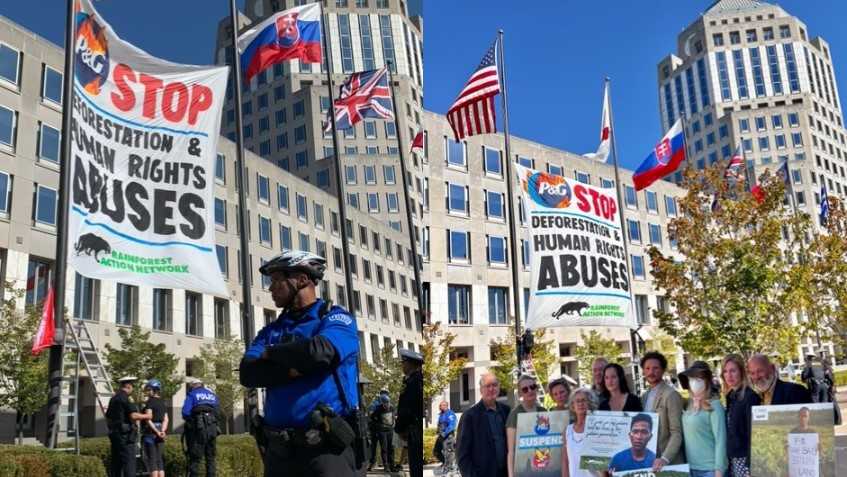 Police: 2 arrested for climbing flag poles during protest outside P&G ...