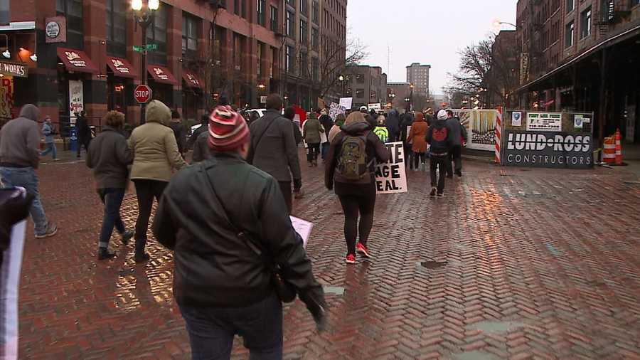 Protesters gather in downtown Omaha after Trump swears in as 45th President