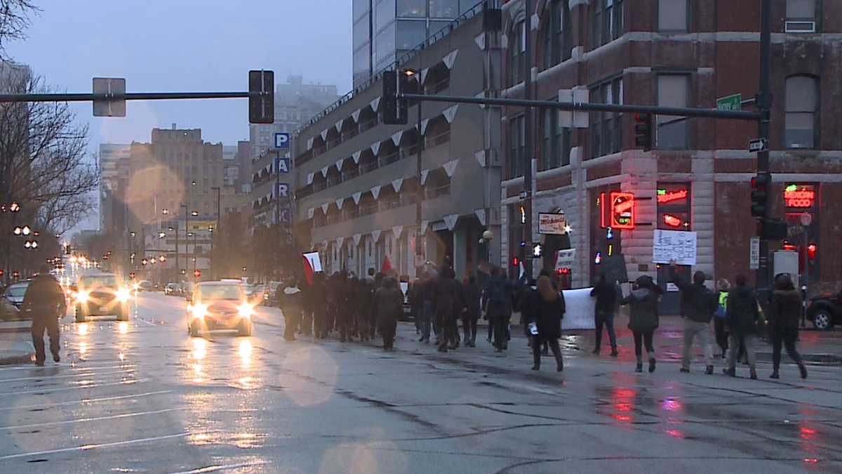 Protesters gather in downtown Omaha after Trump swears in as 45th President