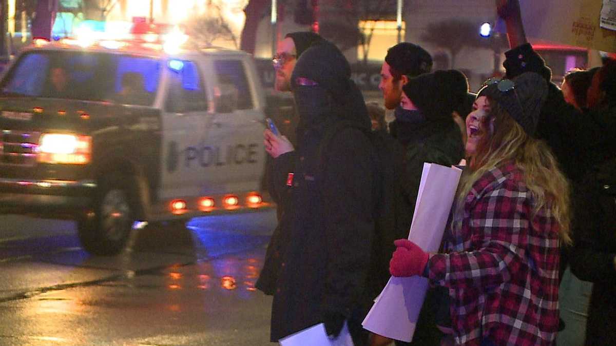 Protesters gather in downtown Omaha after Trump swears in as 45th President