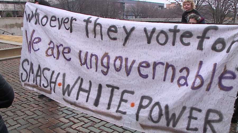 Protesters gather in downtown Omaha after Trump swears in as 45th President