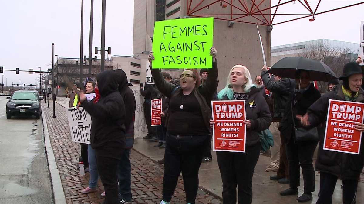 Protesters gather in downtown Omaha after Trump swears in as 45th President