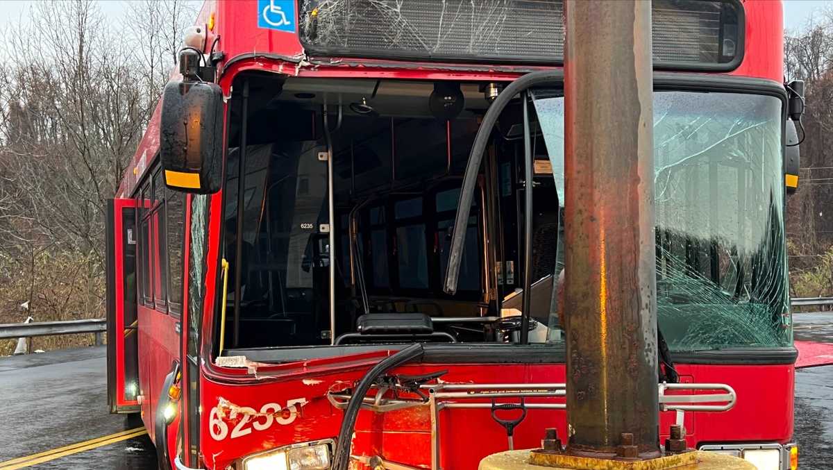 PRT Bus hits light pole in Allegheny County